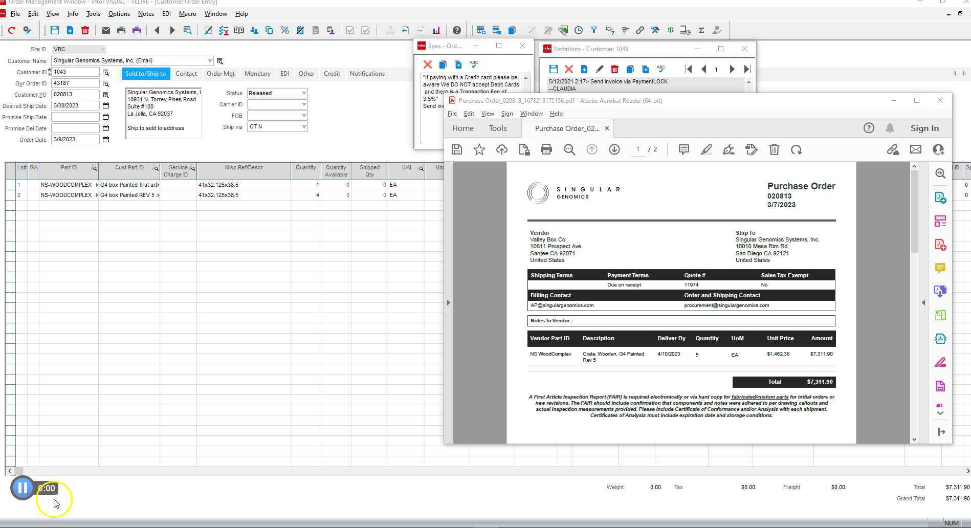 Inspect Purchase Orders against Sales Orders in Visual using Quality Stamp