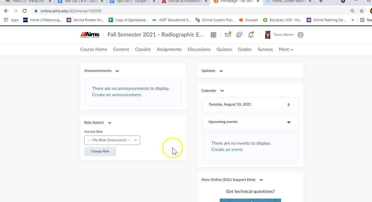 How to forward D2L email to myAims account