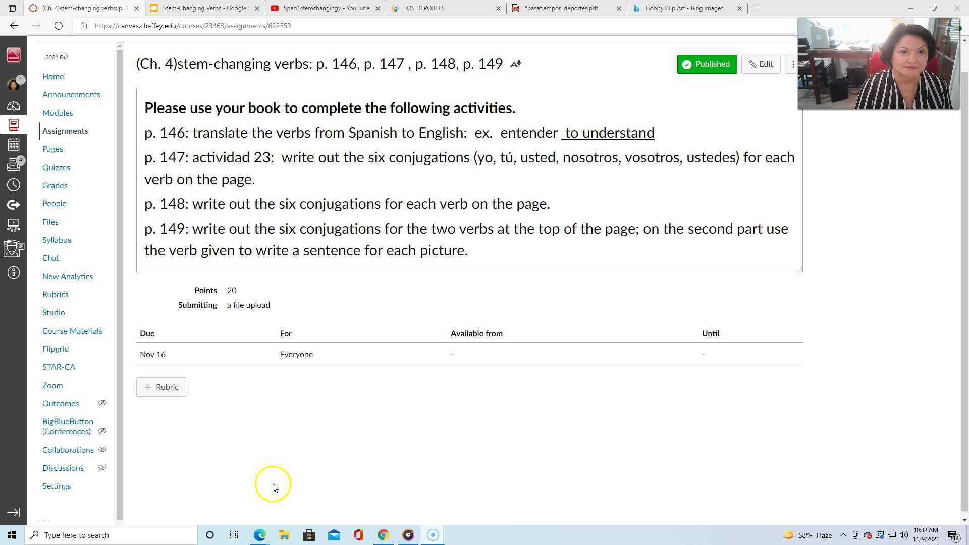 stem-changing homework