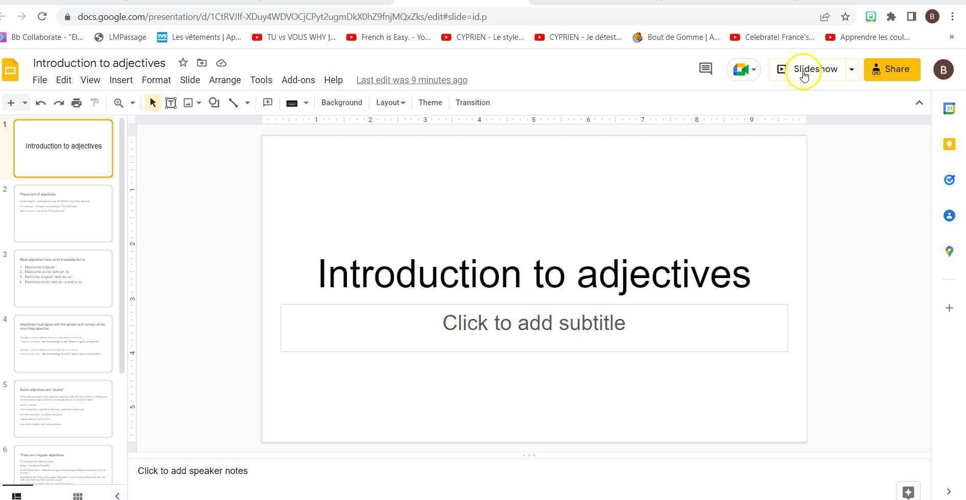 Intro to adjectives: Formation and placement