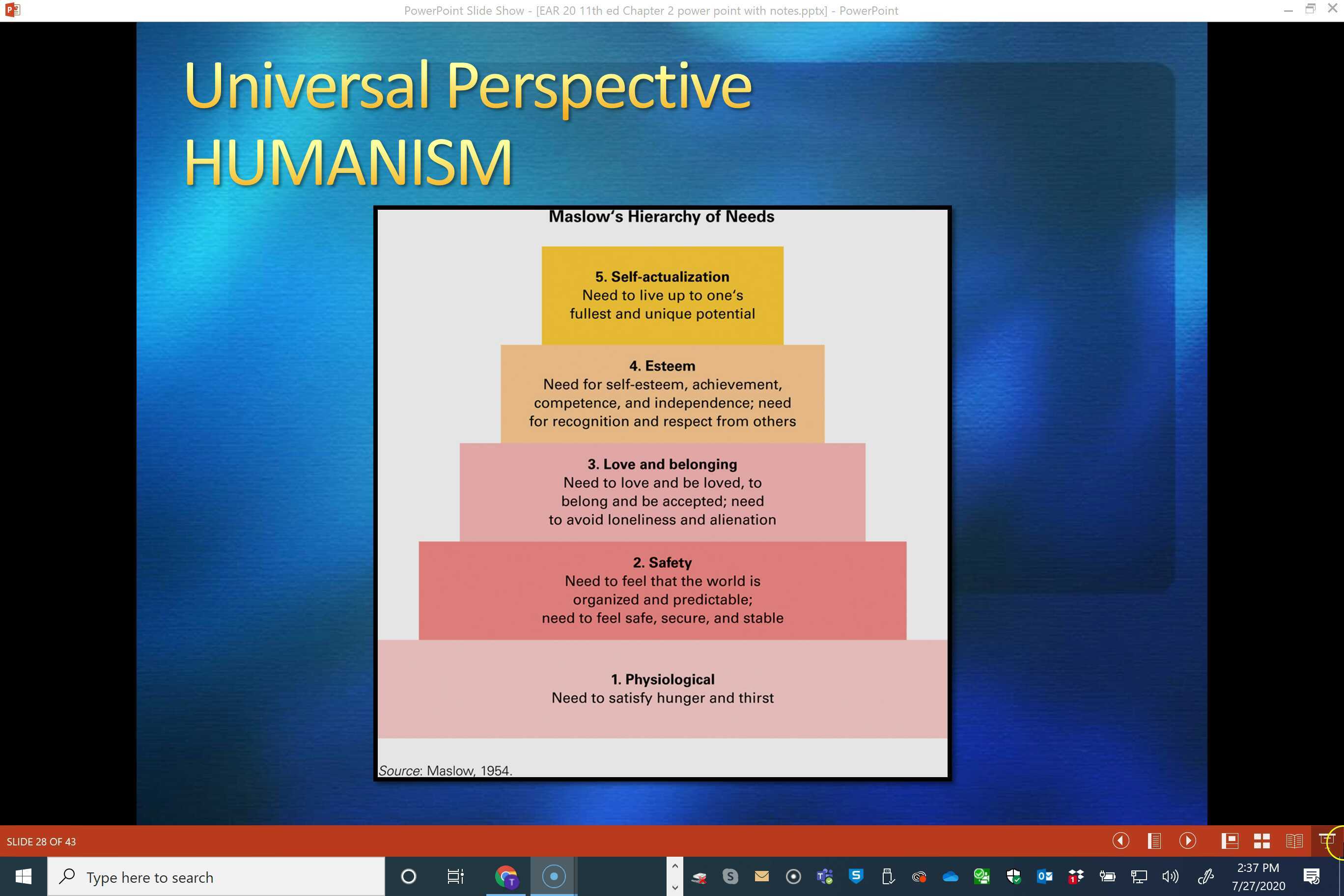 Ch2 Univ Perspective Humanism & Evolutionary