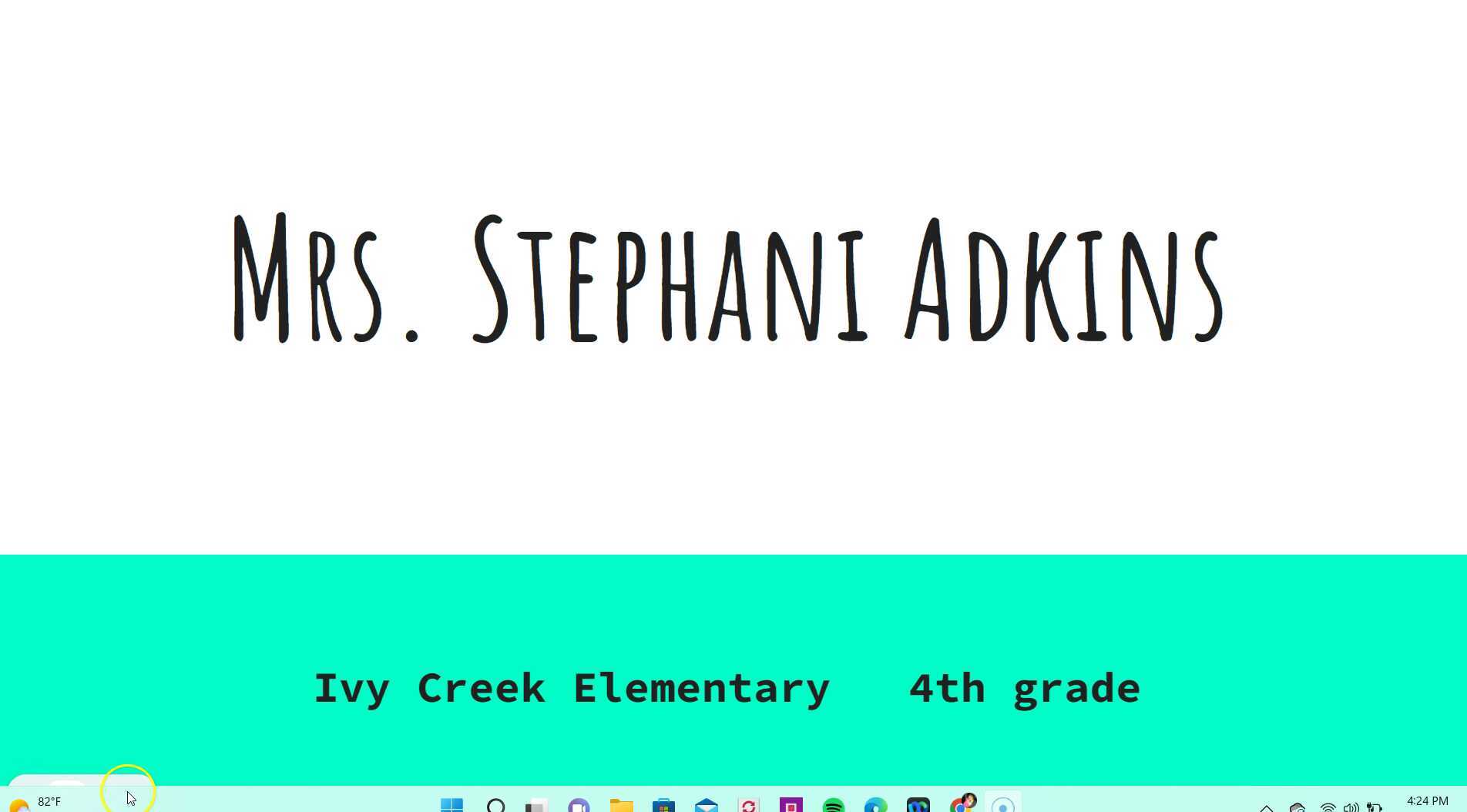 Mrs. Adkins Ivy Creek Intro