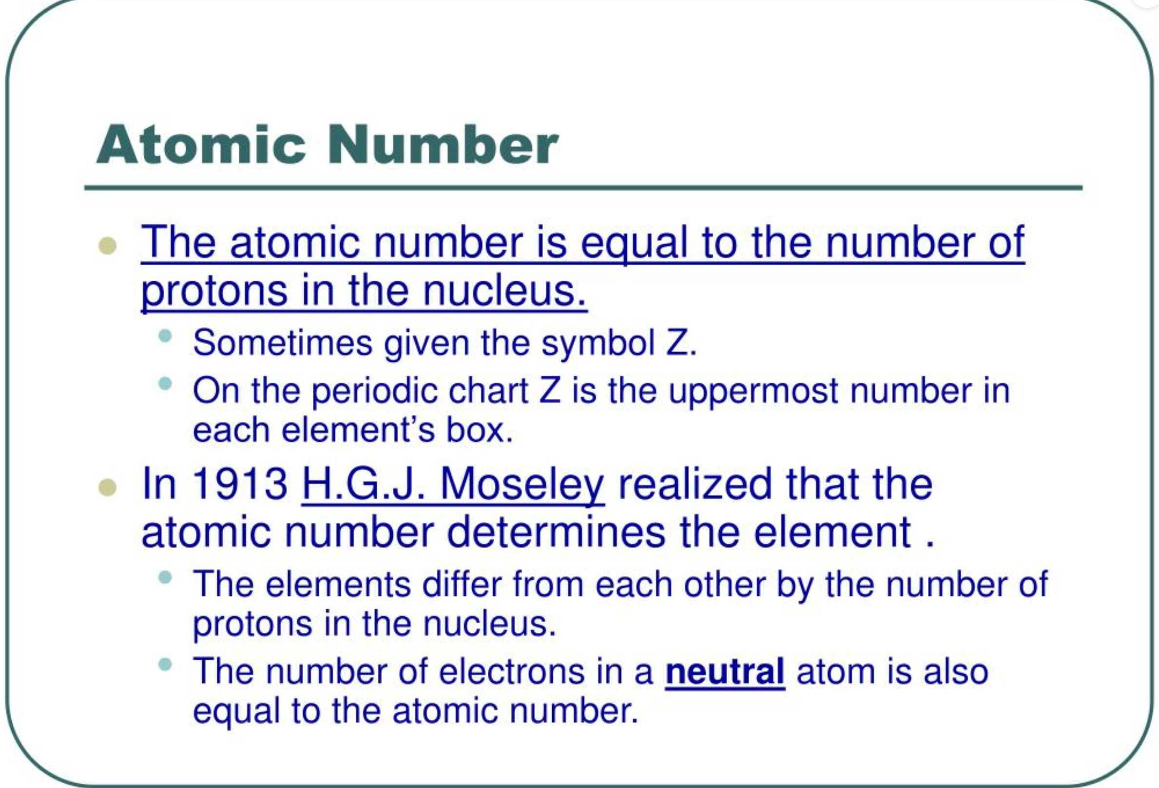 Periodic Table atomic number and Mass