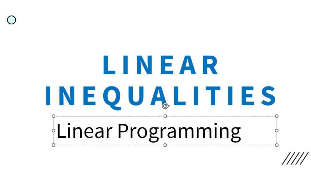 Linear Ineqalities - Linear Programming - part 1