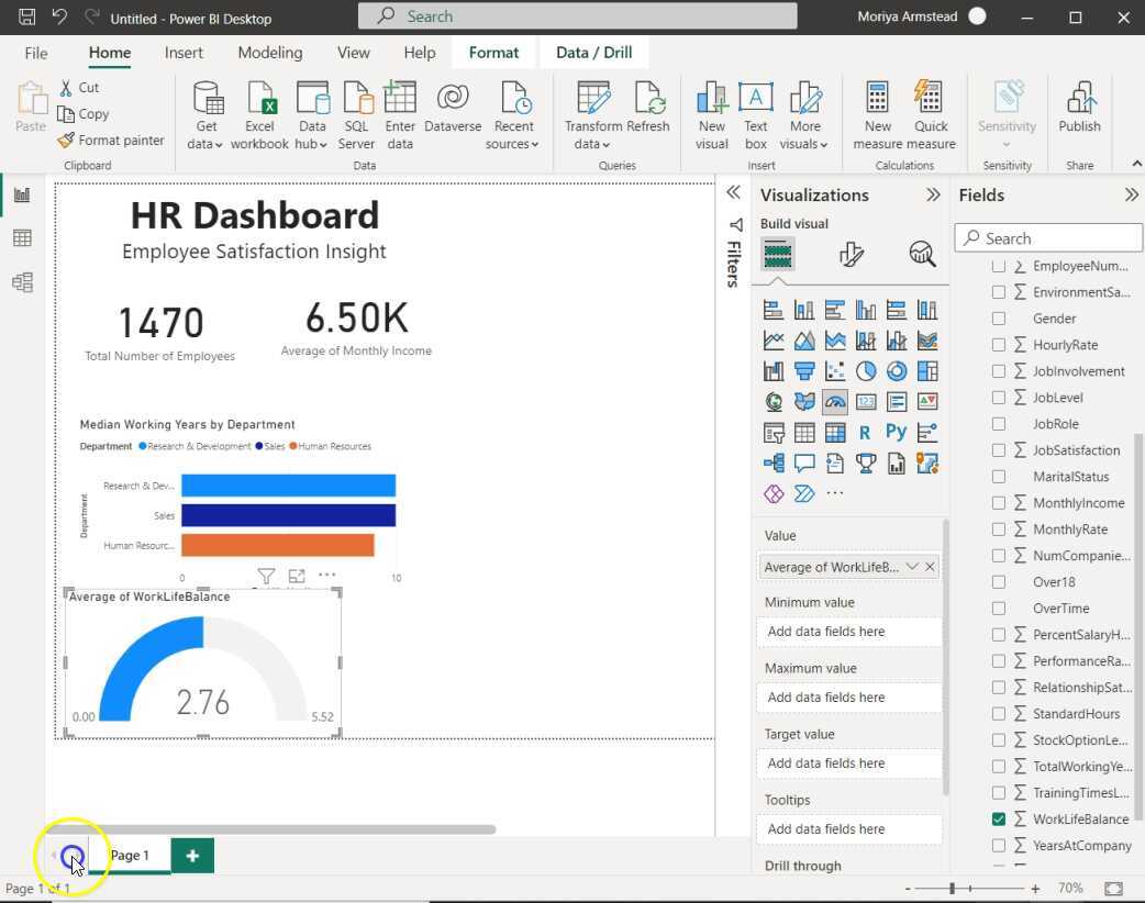 PowerBI - HR- Tree Maps and Pie Charts