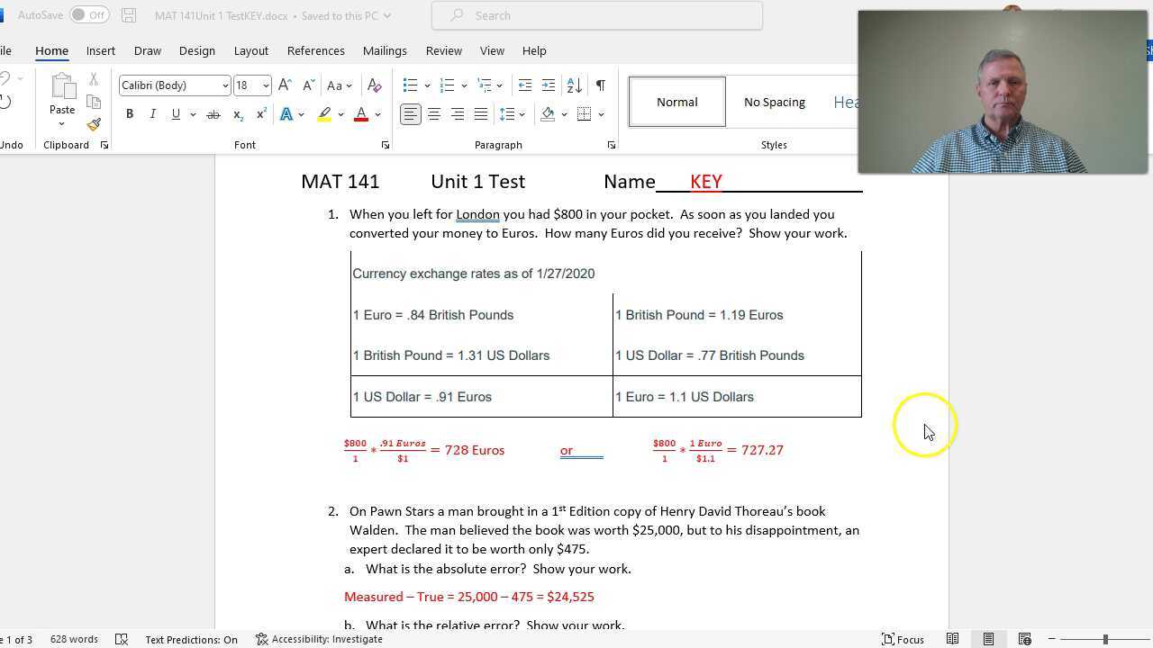 Unit 1 Test MAT141