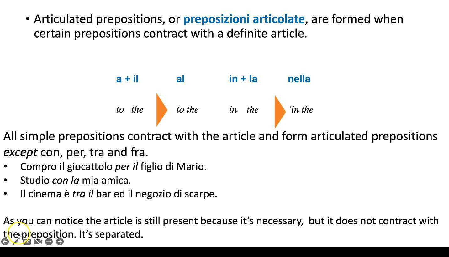 le preposizioni articolate