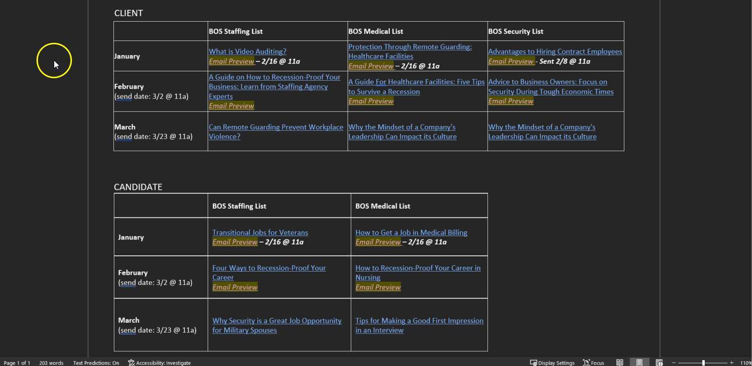 BOS Q1 2023 Newsletter Schedule :: Update