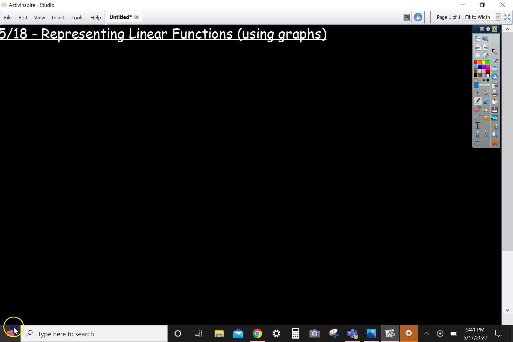 5/18 - Representing Linear Functions (using graphs)