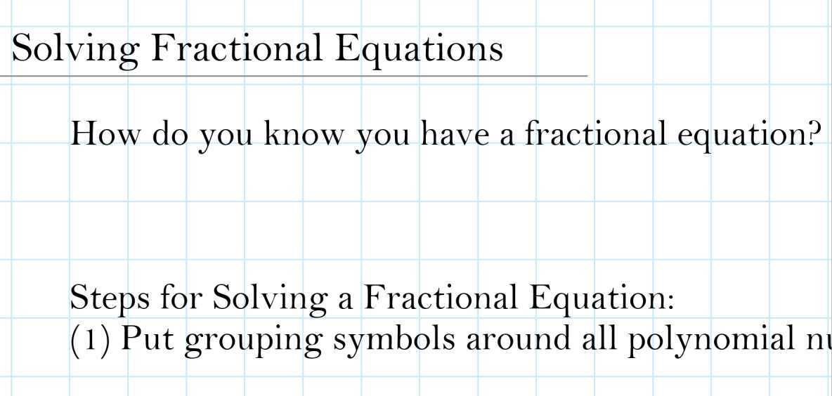 Solving Fractional Equations