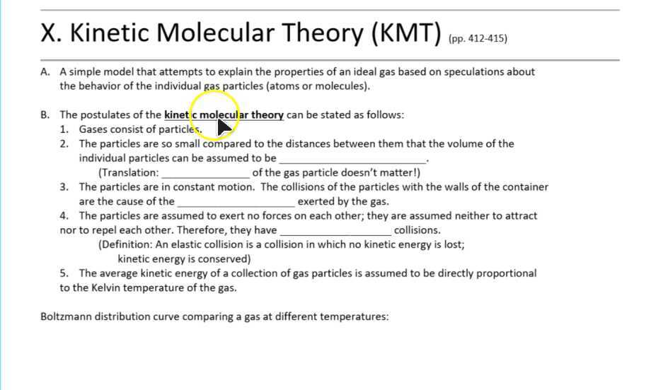 Kinetic Molecular Theory and Boltzmann Distribution Curves