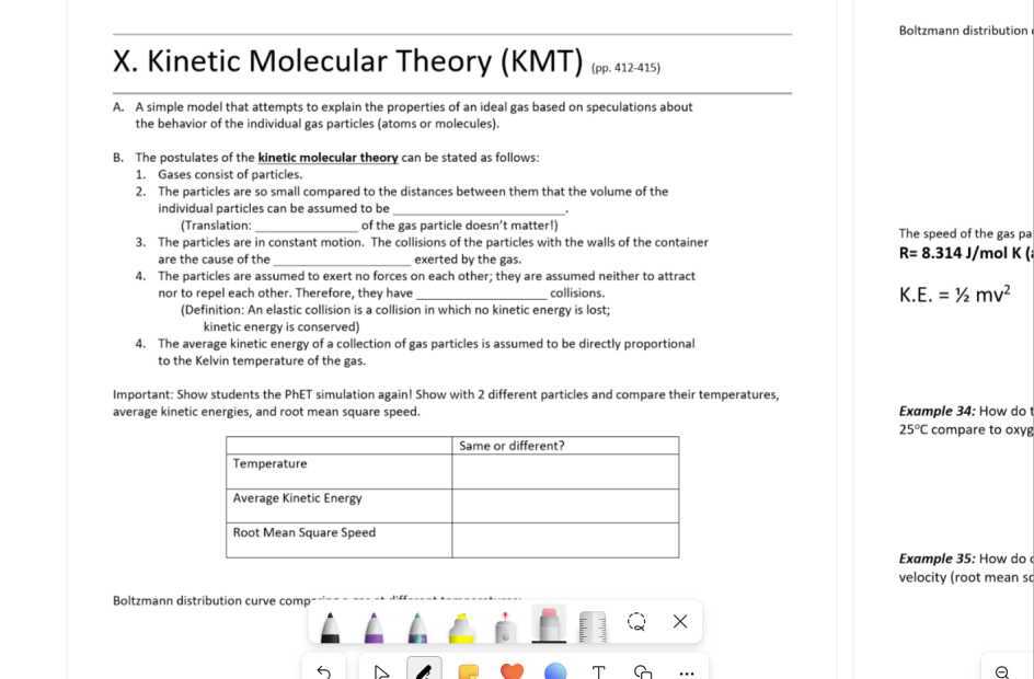 Kinetic Molecular Theory and Boltzmann Distribution Curves