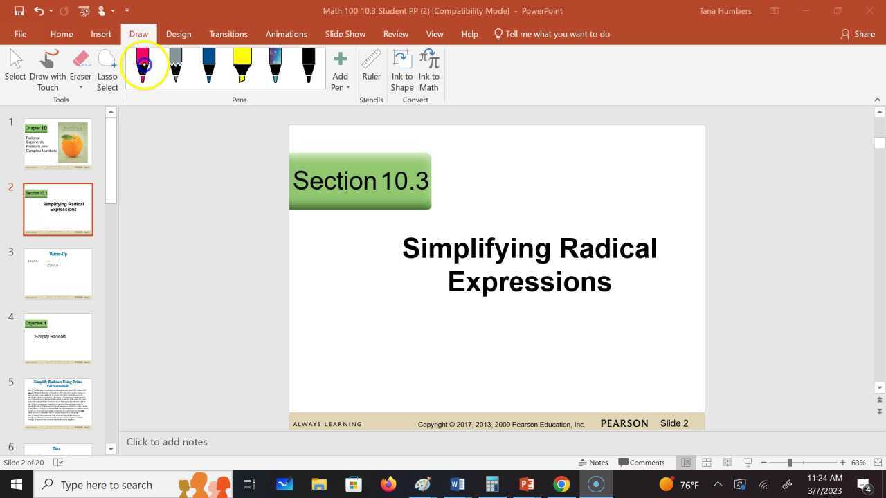 Math 100: 10.3-Part 1 Out-of-Class Assignment