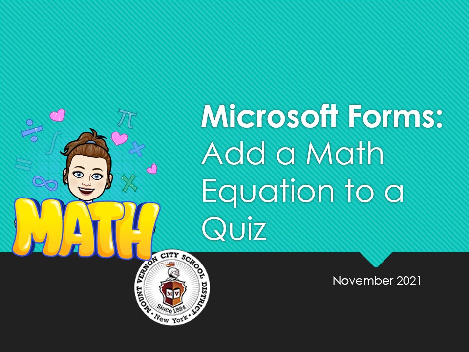 Microsoft Forms Quiz - Add a Math Equation