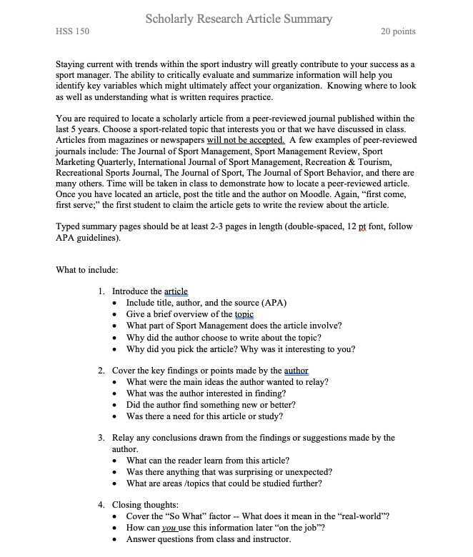 Article Summary Assignment