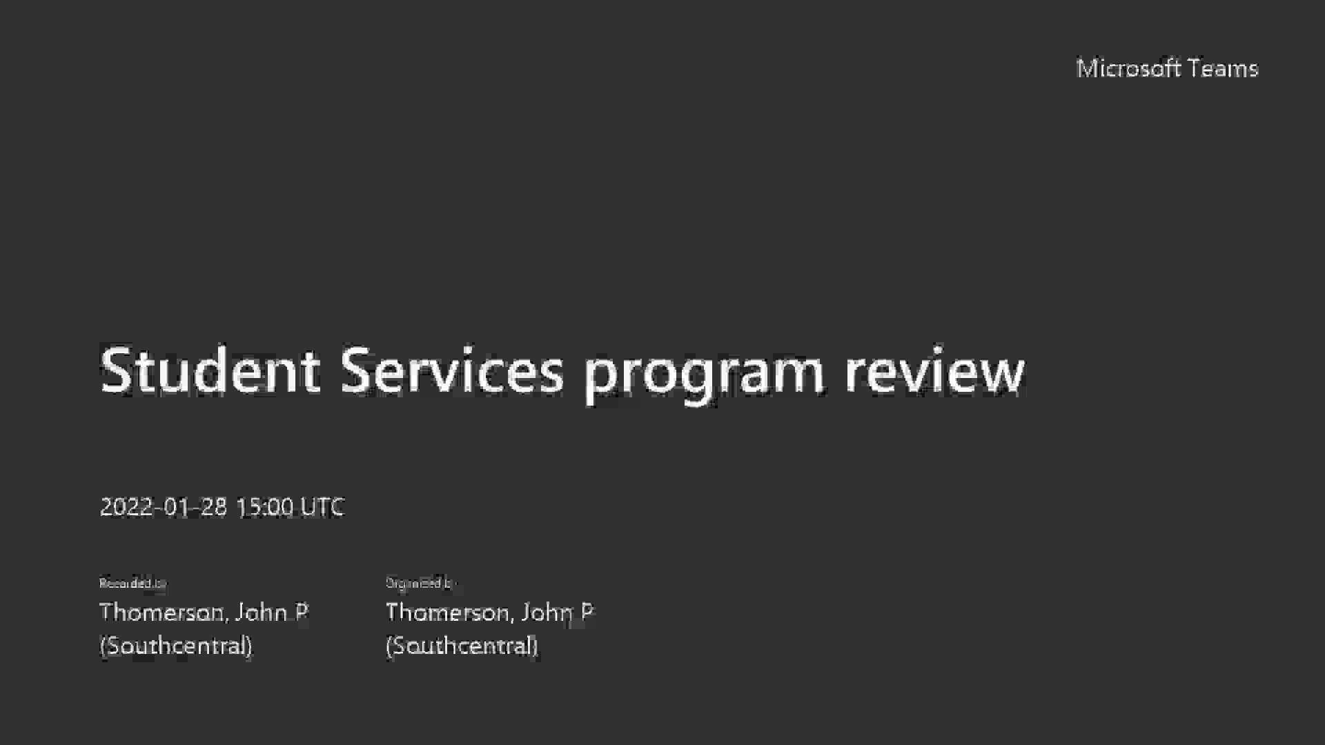 Student Services program review