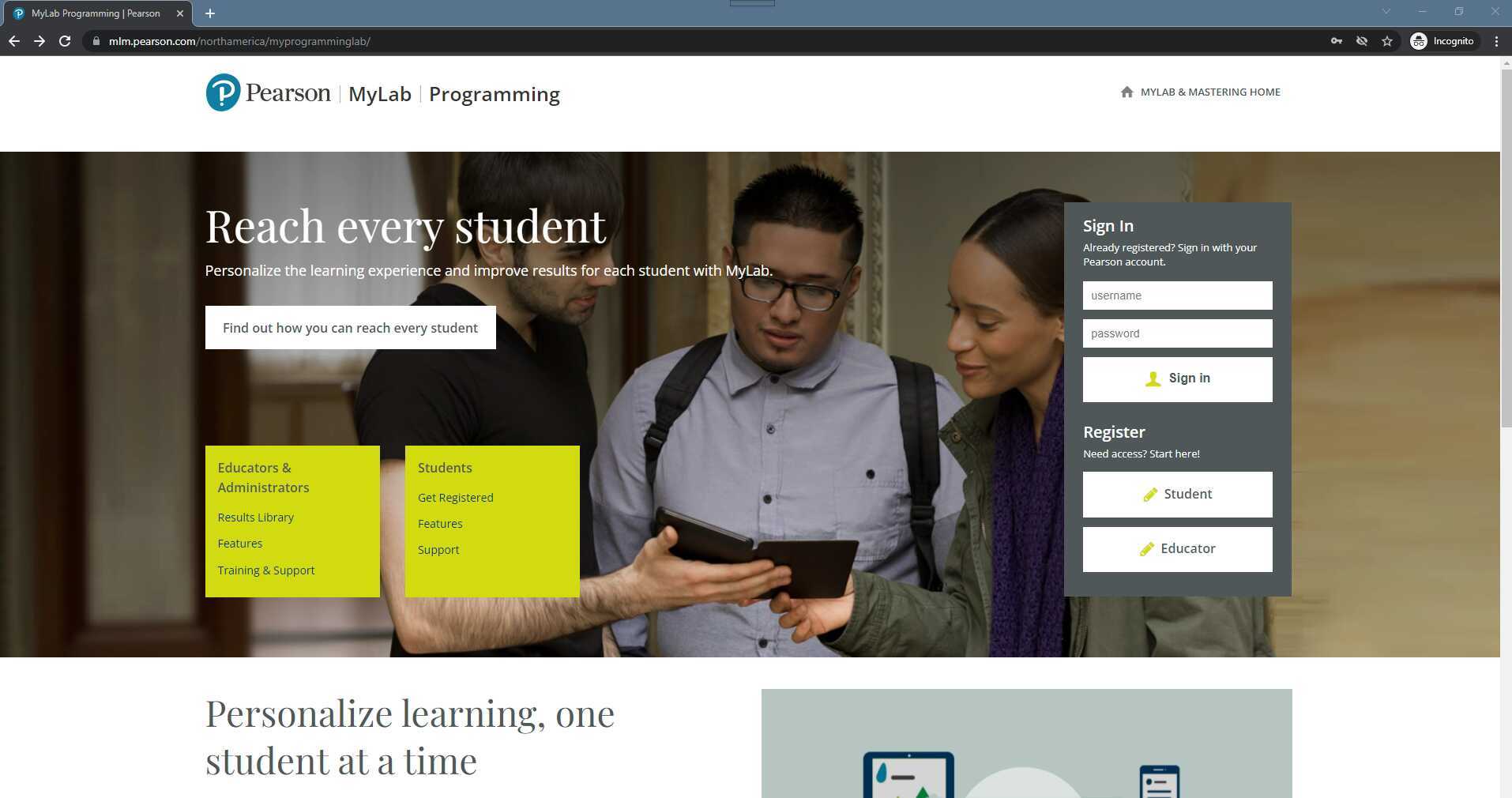 MyLab Programming - students registration