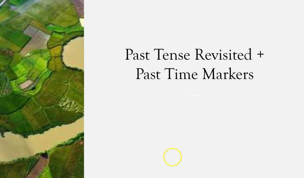 Past Tense Revisited + Past Time Markers