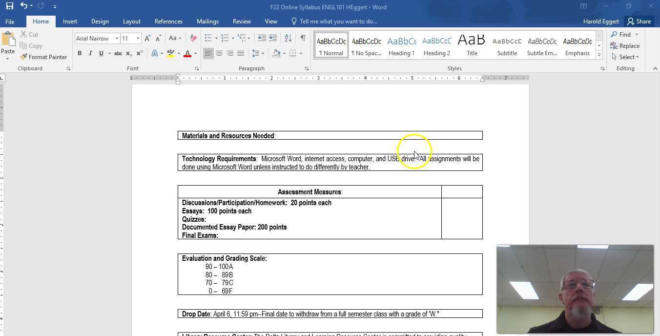 ENGL101 Only Syllabus Overview