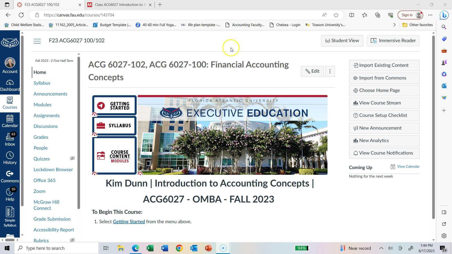 ACG6027 Introduction to Course Fall 2023