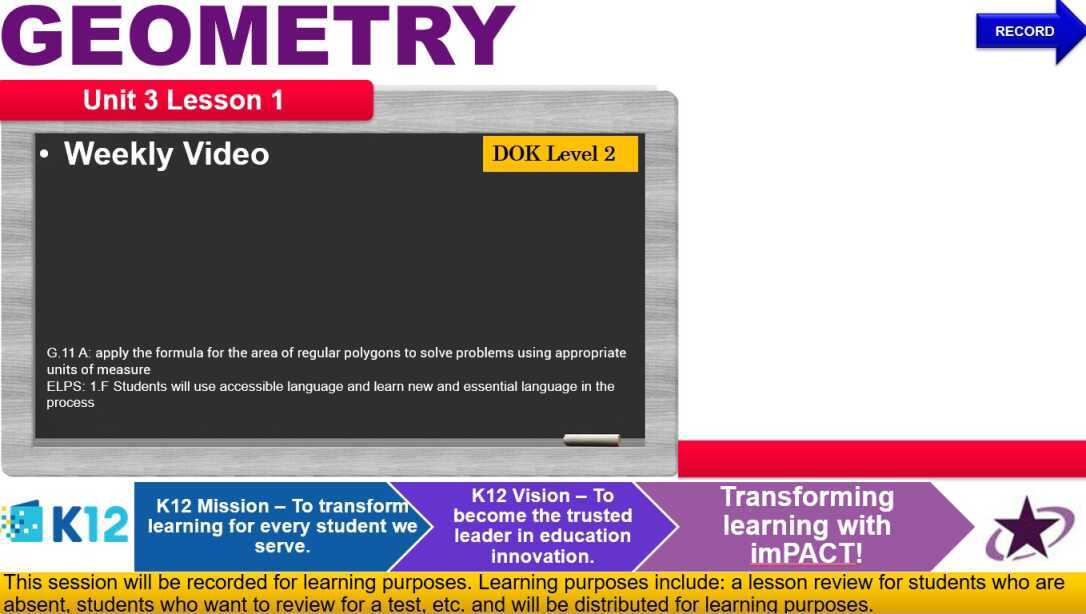 Geometry B Unit 3 Lesson 1 Video