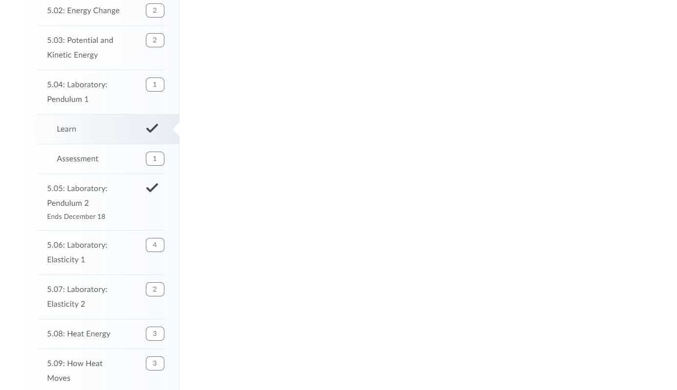 Pendulum Lab 5.03 and 5.04