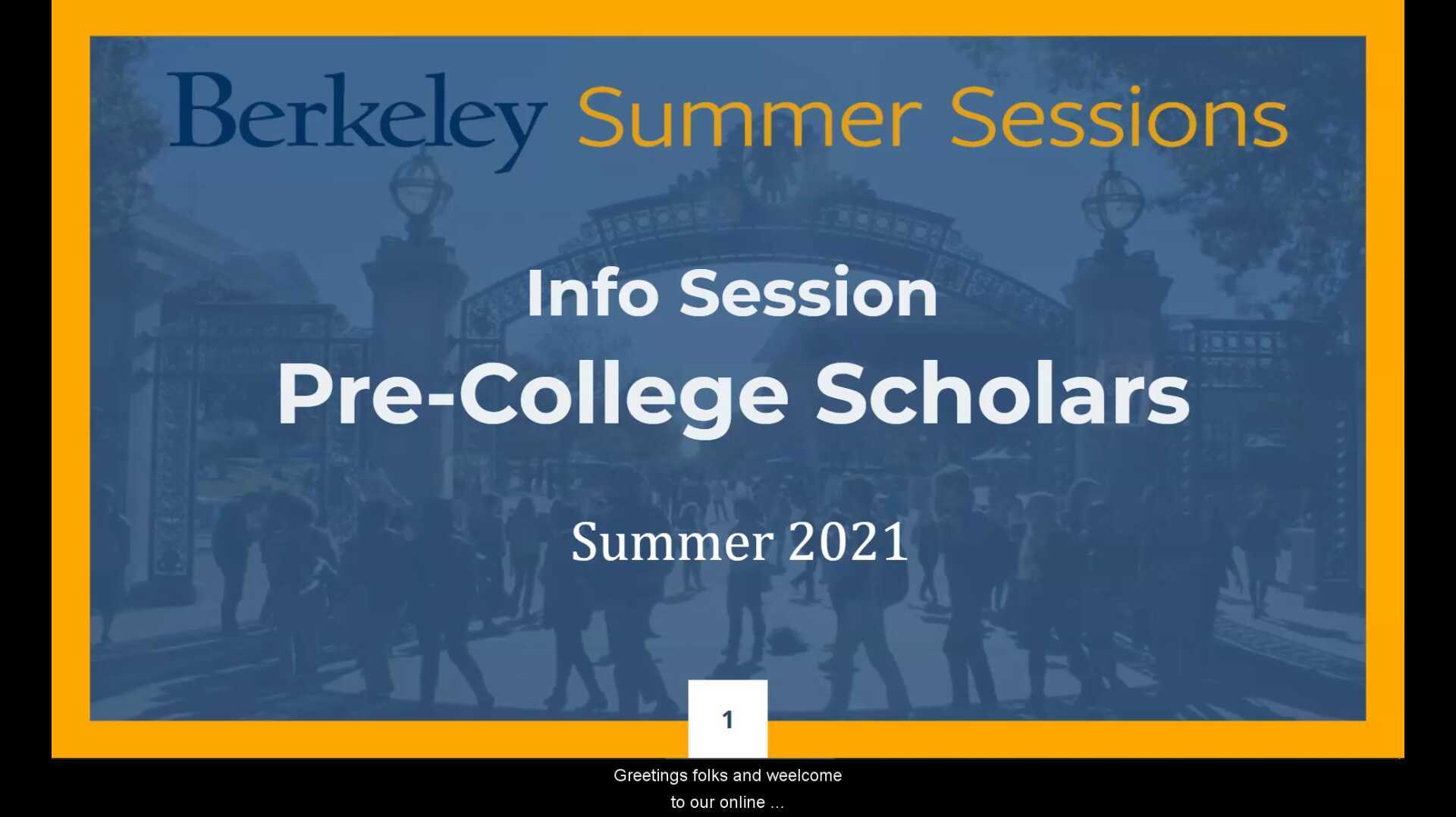 Pre-College Scholars Info Session - Summer 2021