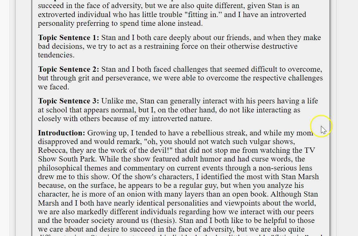 Rebecca Fuchs Outline essay 2