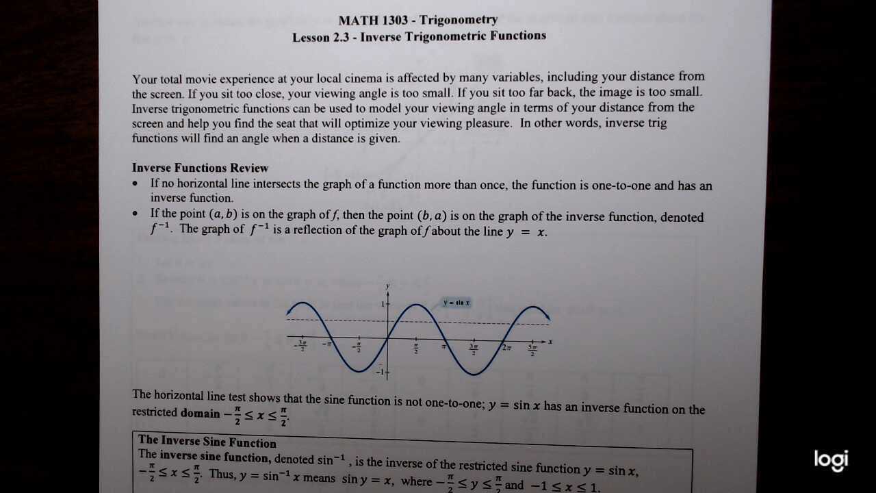Trig- Lesson 2.3 Video Notes, Part I