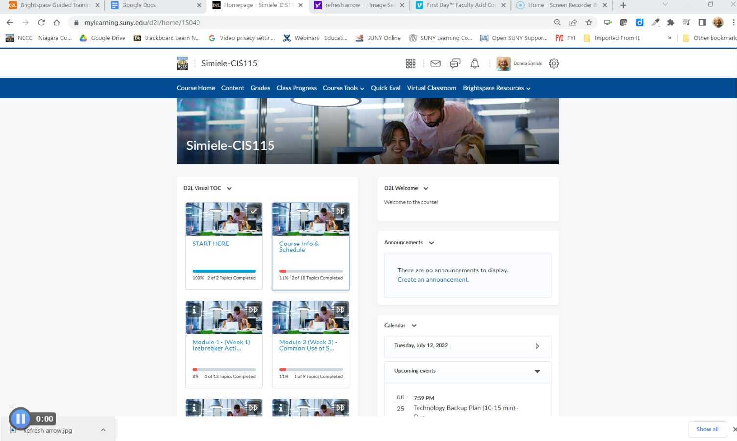 Adding Course Materials First Day to Brightspace