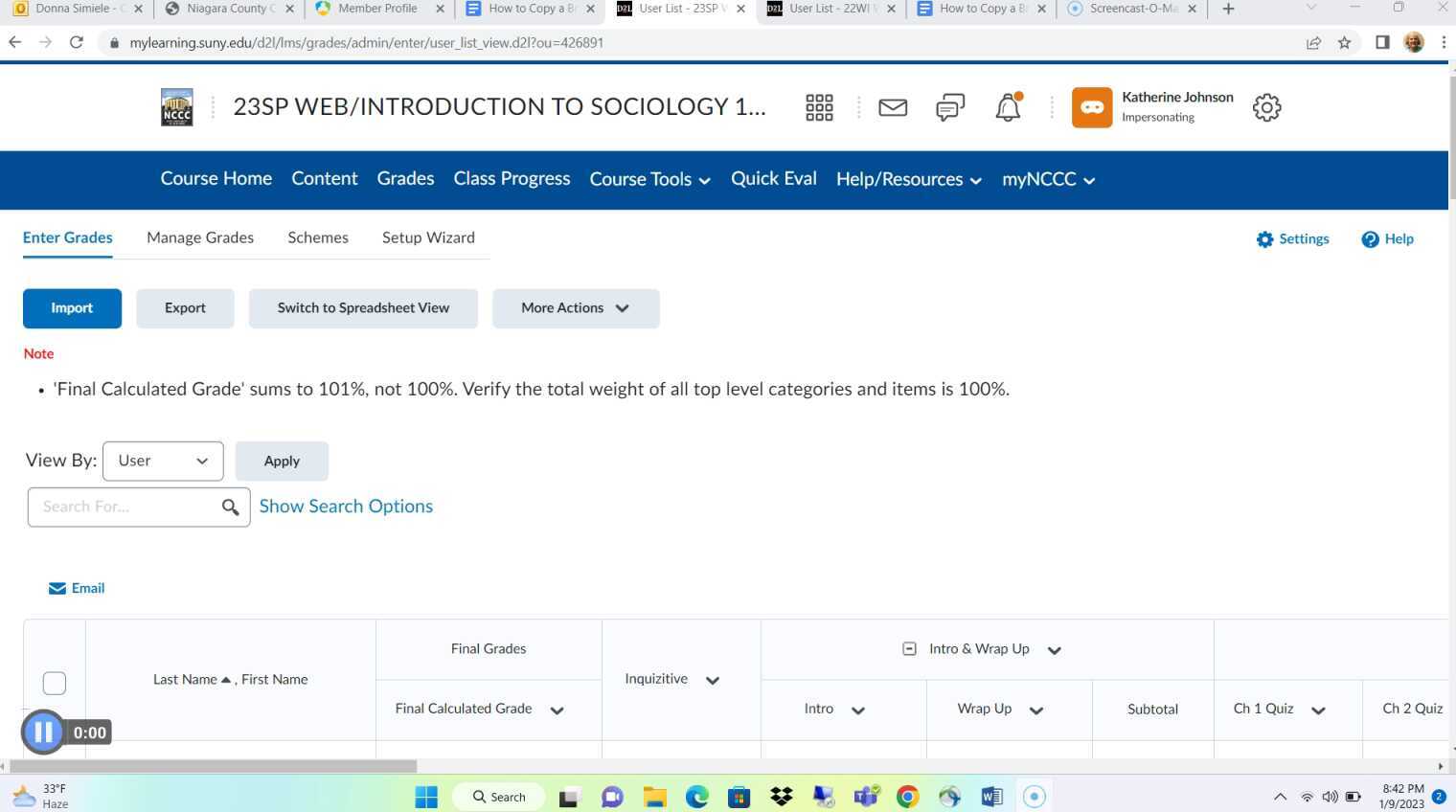 Grading Sections in Brightspace