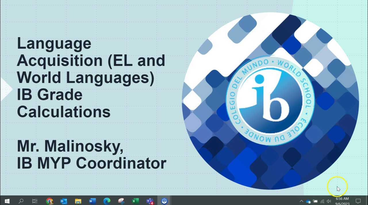 Language Acquisition (EL and World Languages) IB Grade Calculations