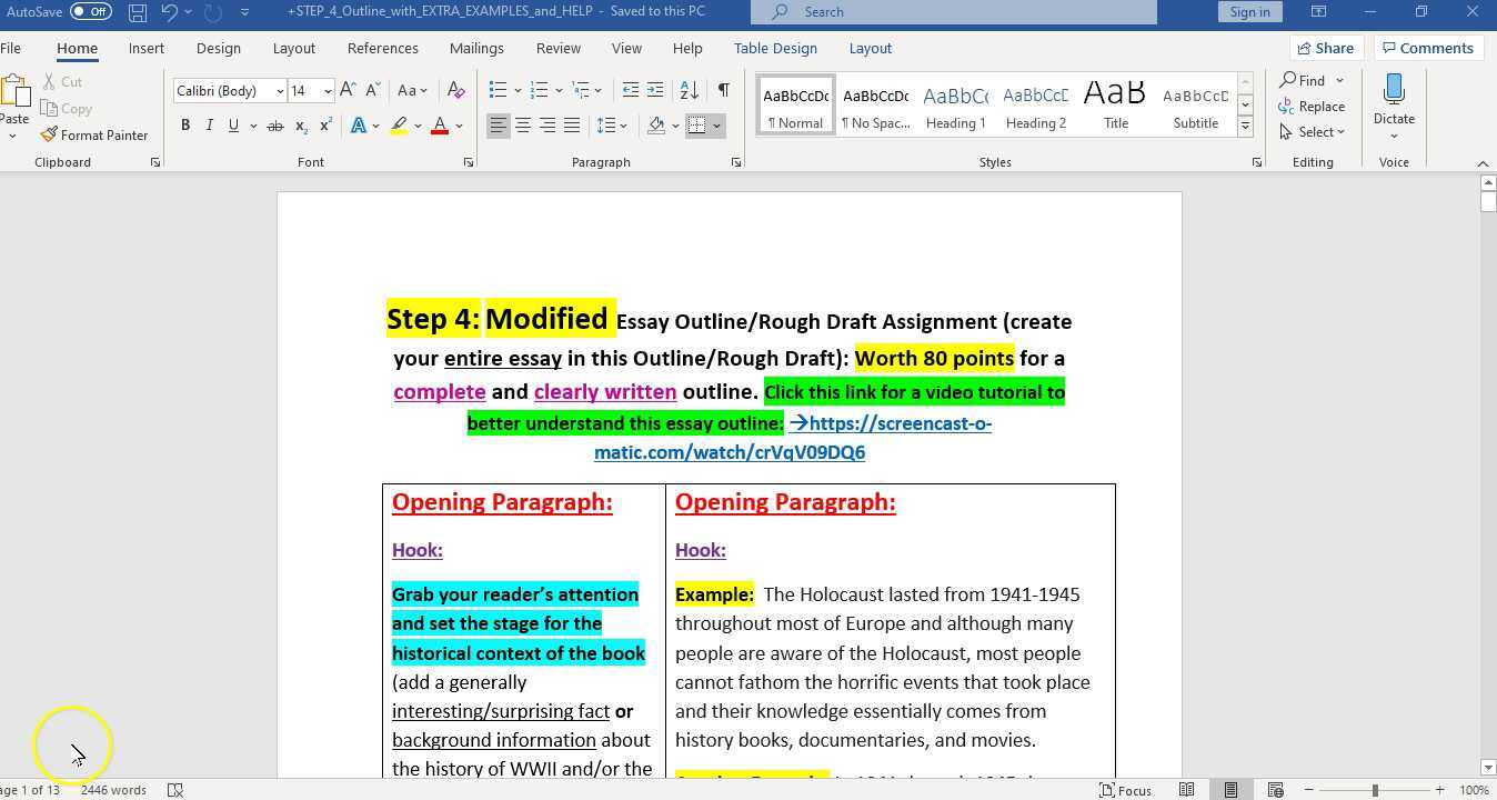 Modified Outline 2 Video Tutorial (with extra examples and help)