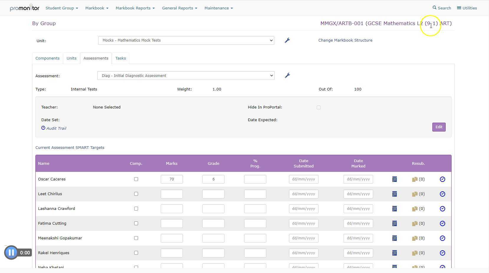 Maths MarkBook setup 2 - Copying Course Structure