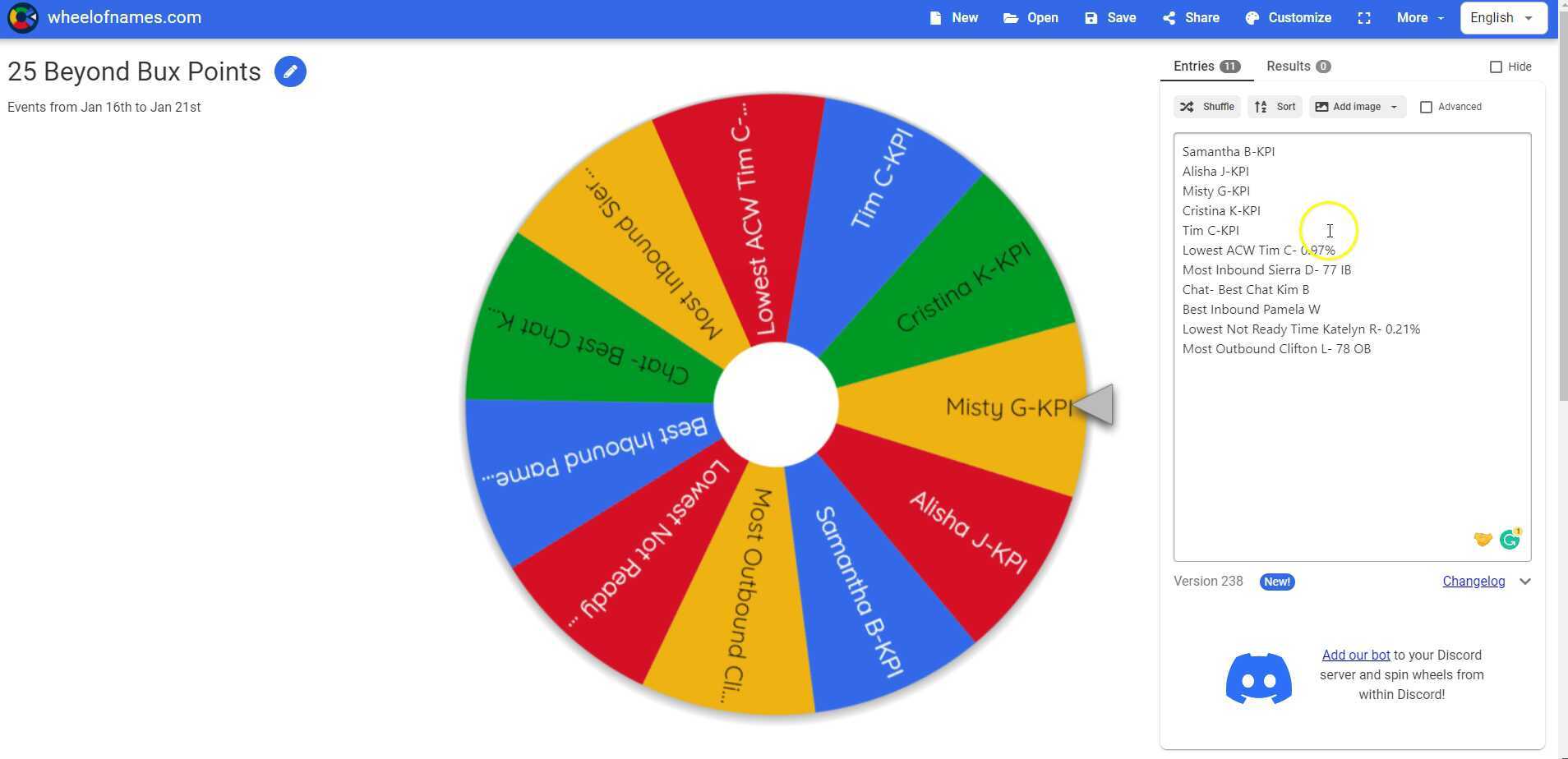 25 Beyond Bux Events 1-16 to 1-21