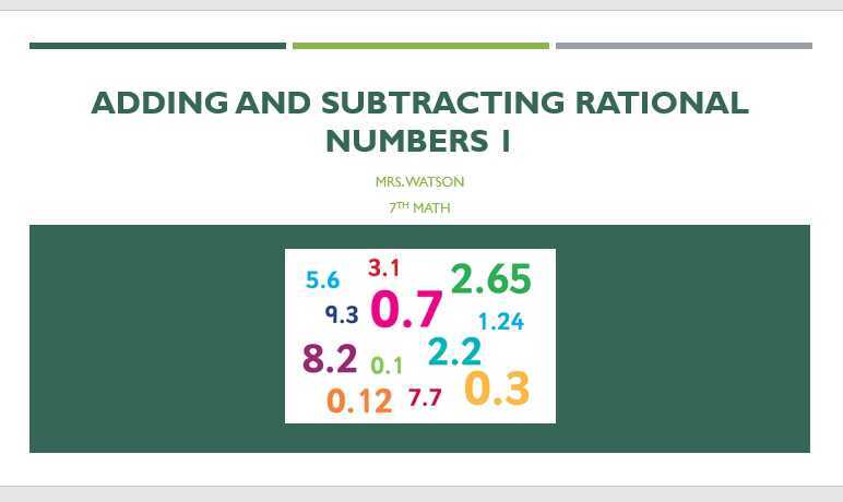 Adding And Subtracting Rational Numbers