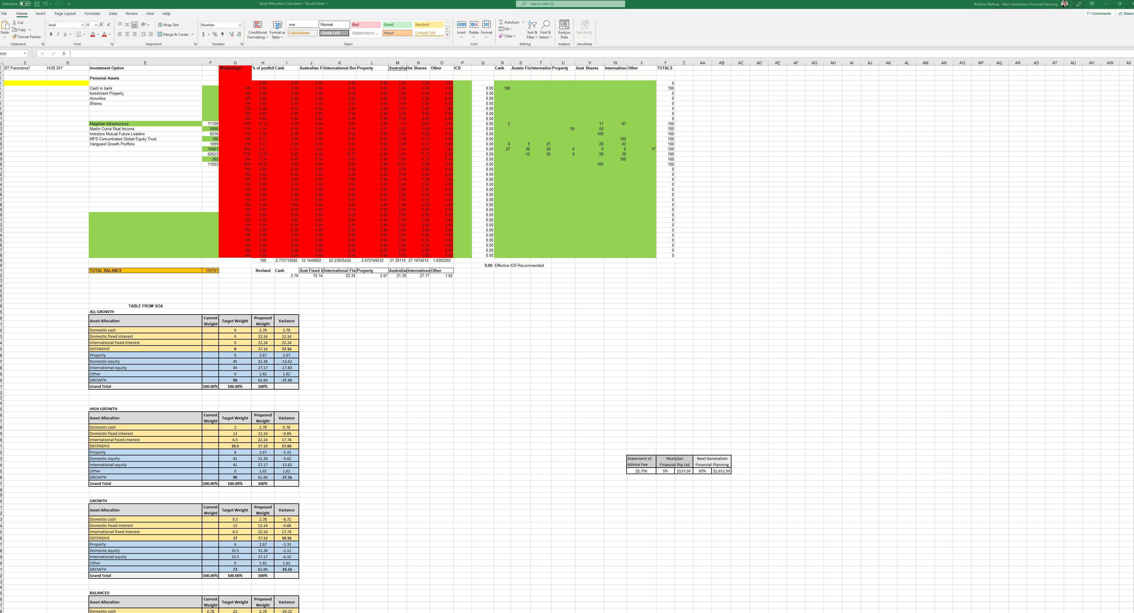 Asset Allocation Spreadsheet