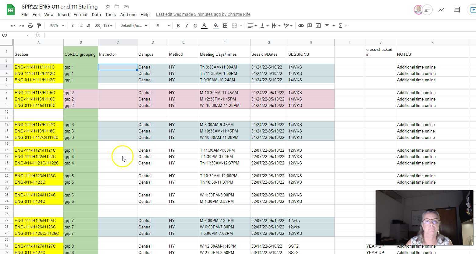 How to list your name in the staffing sheet