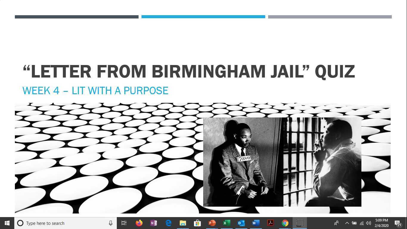 "Letter from Birmingham Jail" Quiz