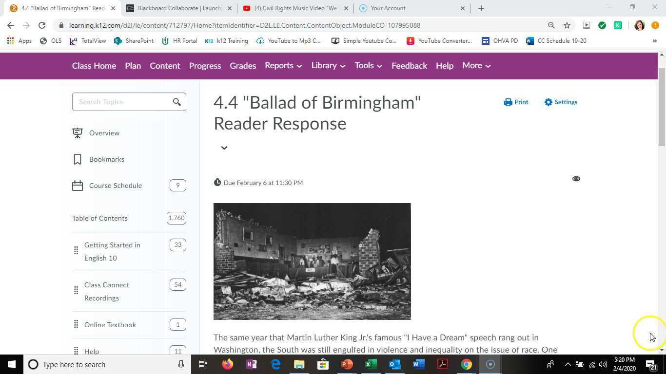"Ballad of Birmingham" Reader Response