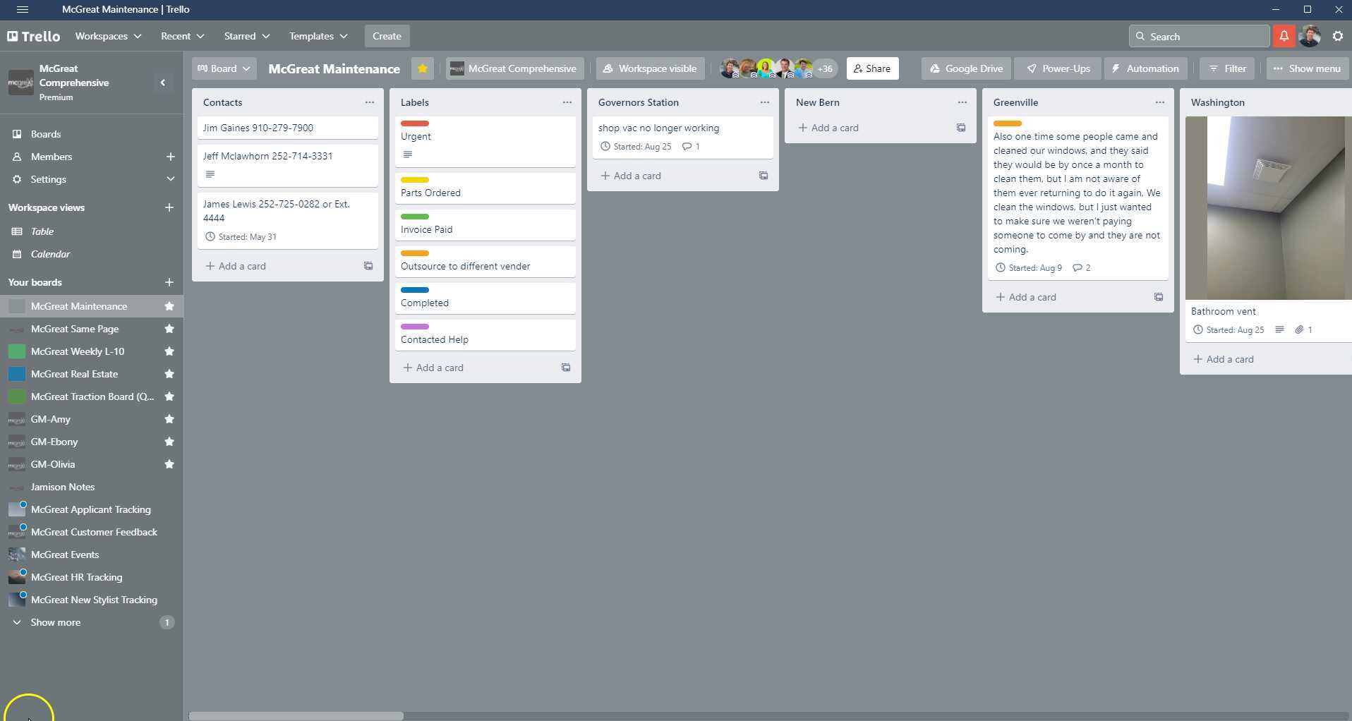 Maintenance Mangement through Trello Board