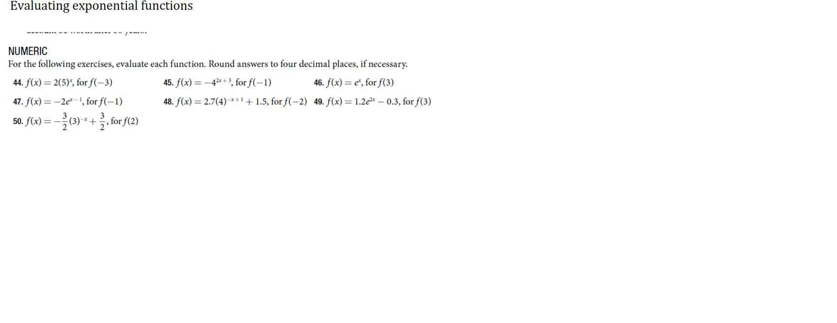 6.1 Evaluating exponential functions