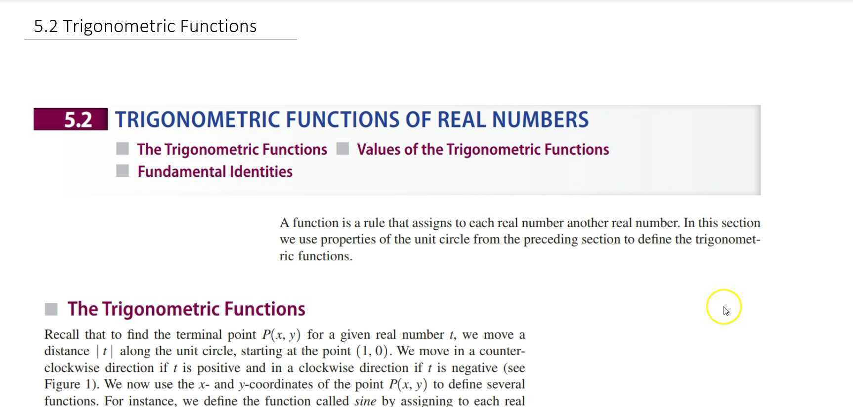 M142 5.2 Finding trig functions from special terminal points