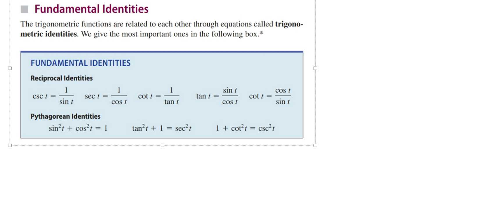 M142 5.2 Proving the Pythagorean Identities