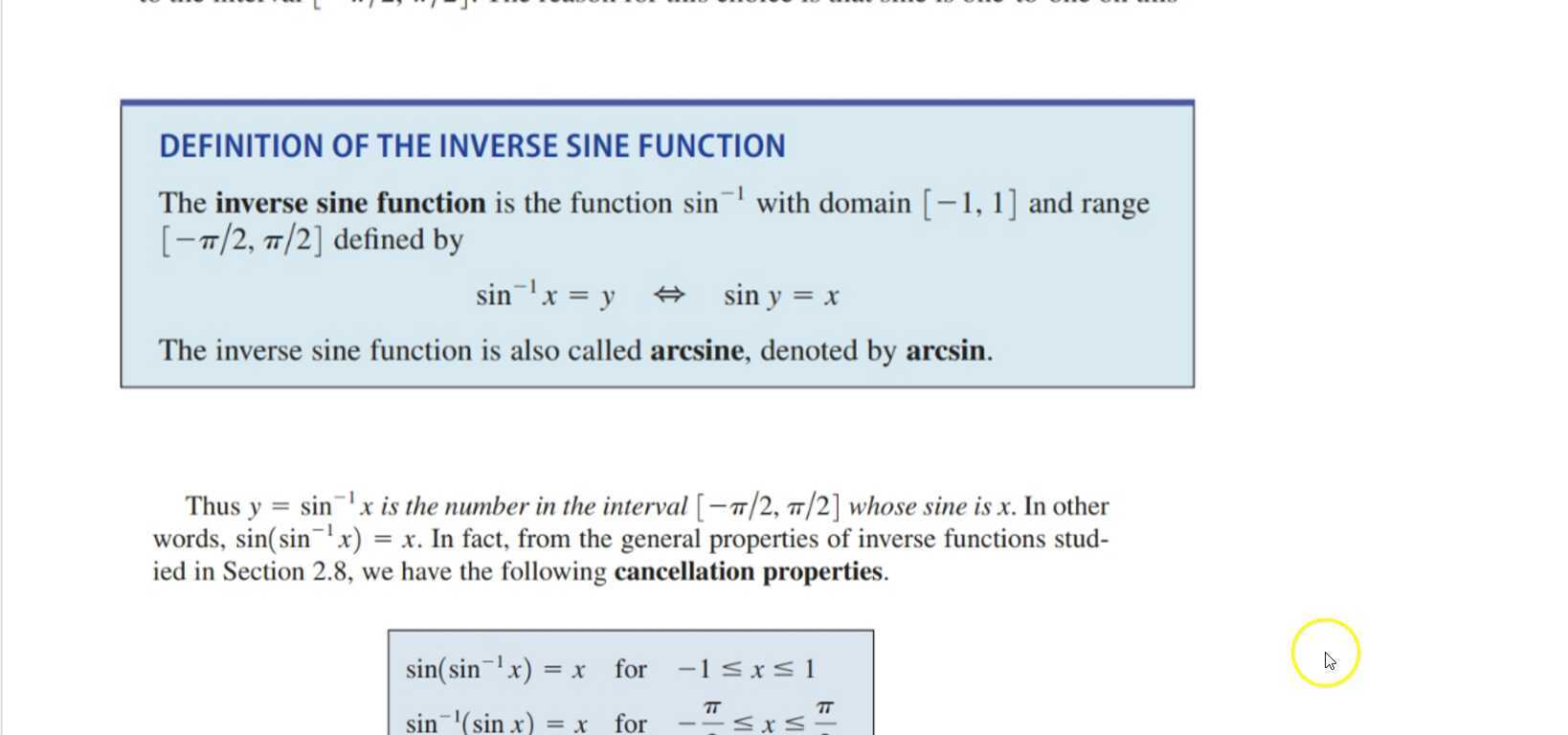 M142 Section 5 5 Evaluating Values For Inverse Sine