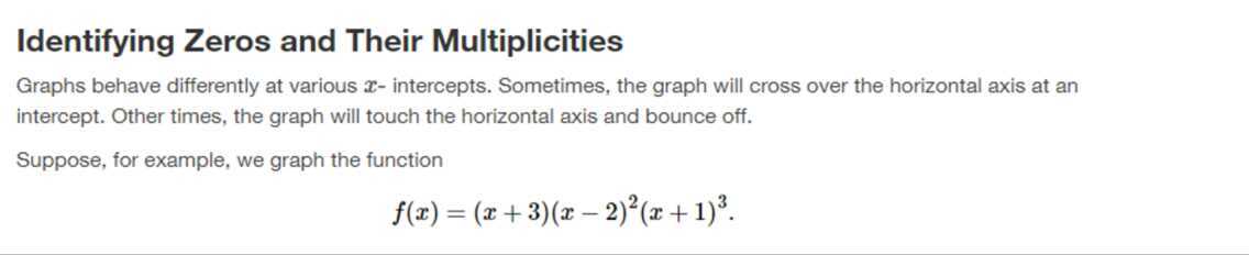 M141 Intro to Polynomial Zeros and Multiplicities