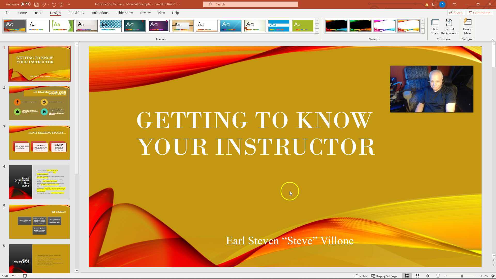 Introduction to Class from Professor Villone