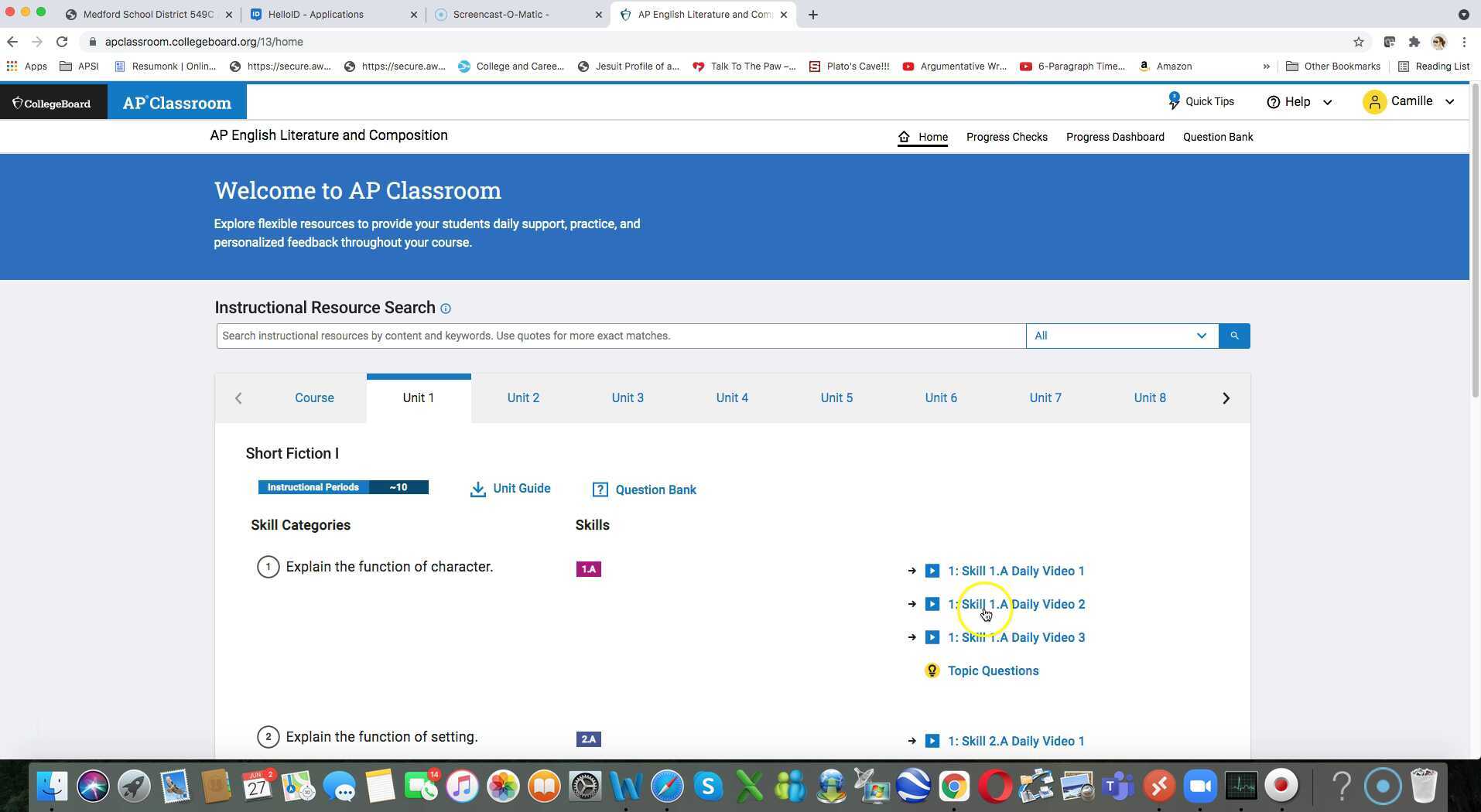 AP Classroom Unit 1 Skill 1.a. Daily Video 2