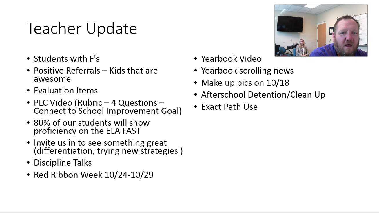 Teacher Update 10/17