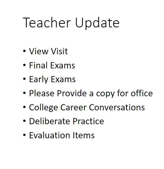 Teacher Update 11/29
